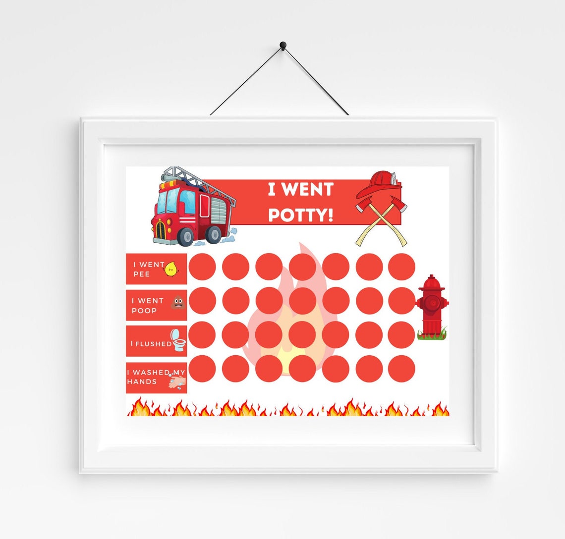 Fire Truck Potty Chart Instant Download, Toddler Reward Chart, Kids ...