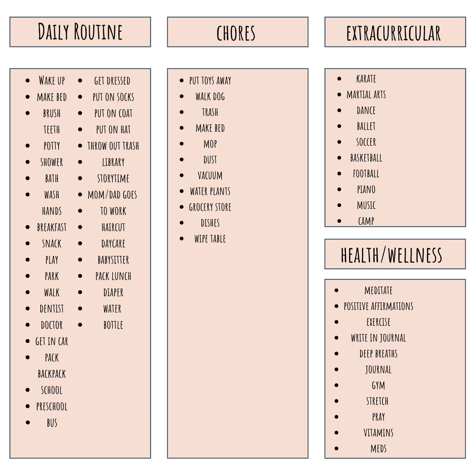 Morning Routine Chart for Kids Bundle Morning Routine Chart - Etsy