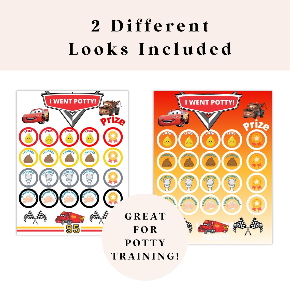 Cars Potty Training Chart Printable, Toilet Training Chart, Toileting ...