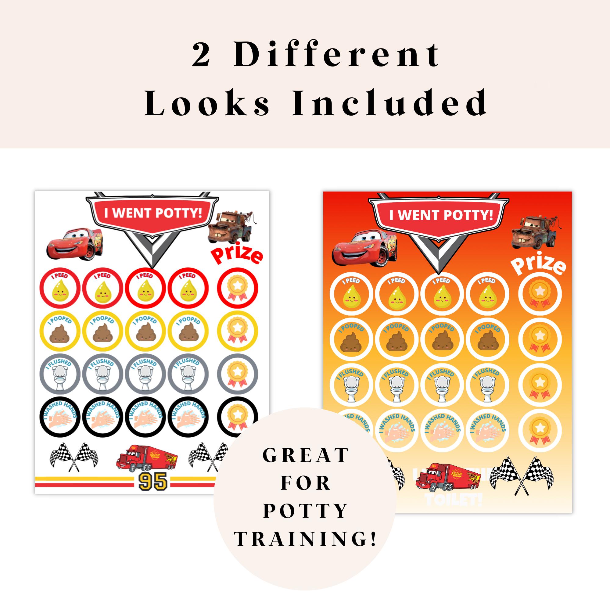 Cars Potty Training Chart Printable, Toilet Training Chart, Toileting ...