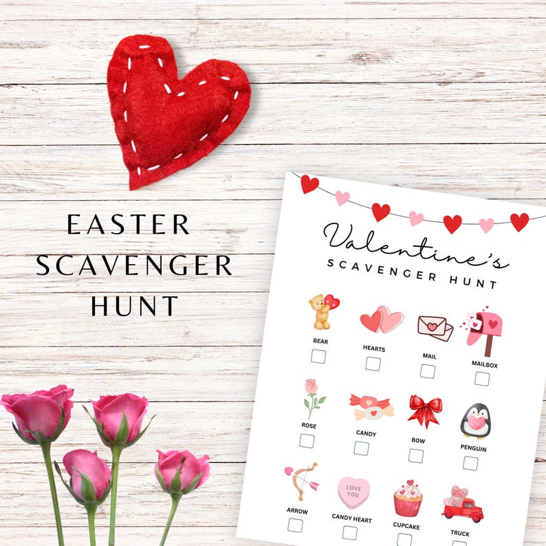 Preschool Valentines Day Scavenger Hunt, Preschool Party Game, Toddler ...
