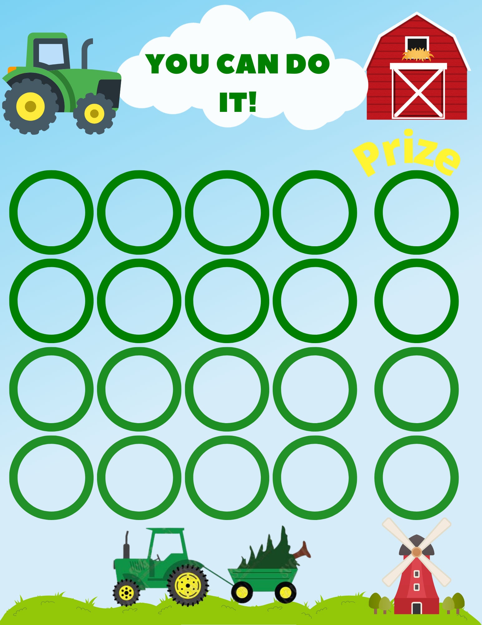 Tractor Reward Chart Instant Download, Truck Reward Chart, Toddler ...