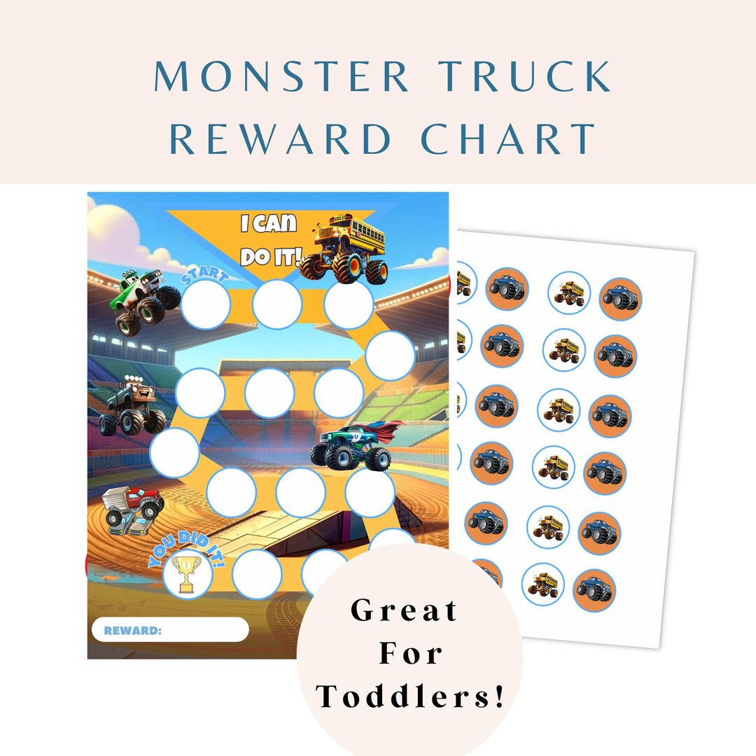 Printable Monster Truck Reward Chart | Monster Truck Potty Chart ...