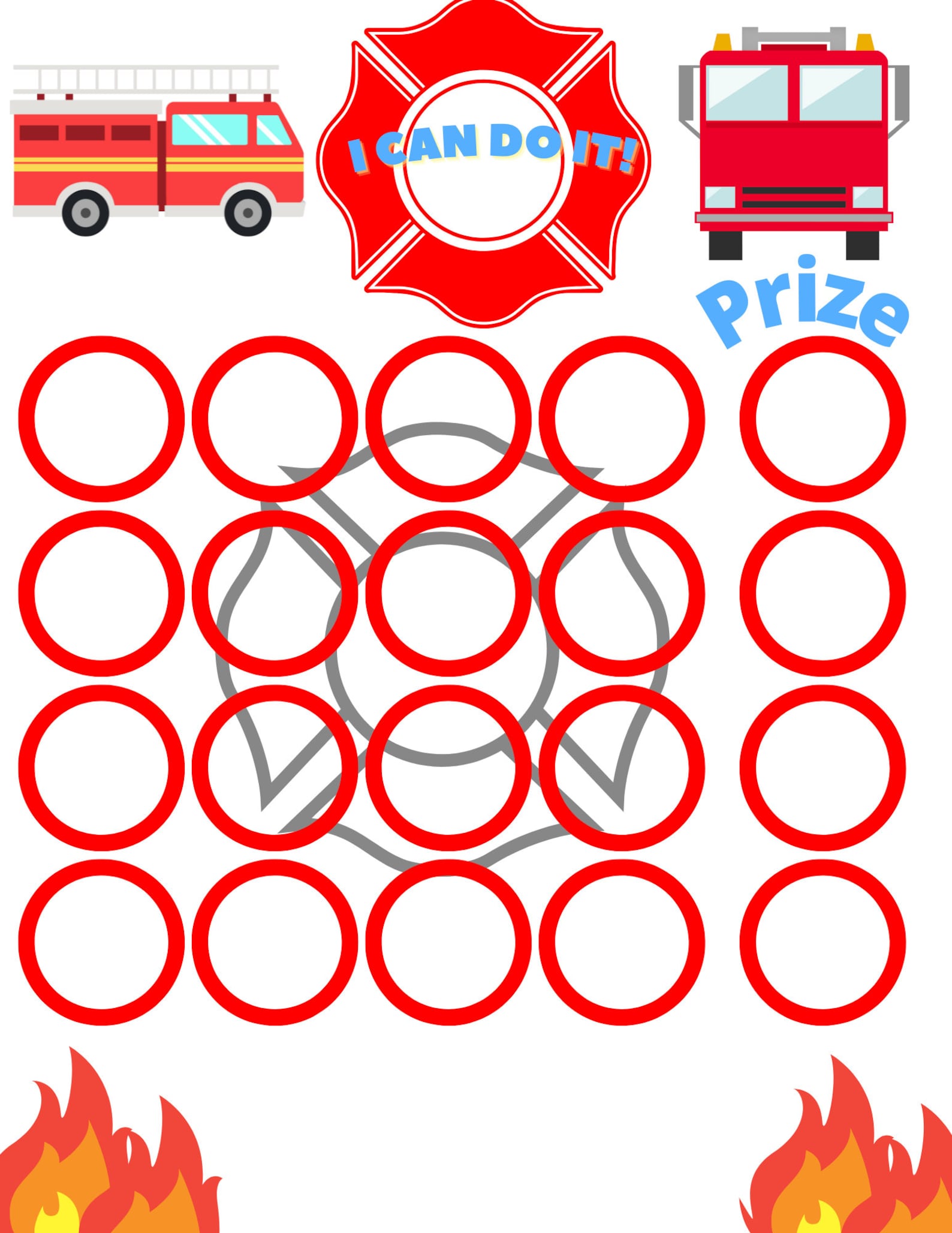 Fire Truck Reward Chart Instant Download, Toddler Reward Chart, Kids ...