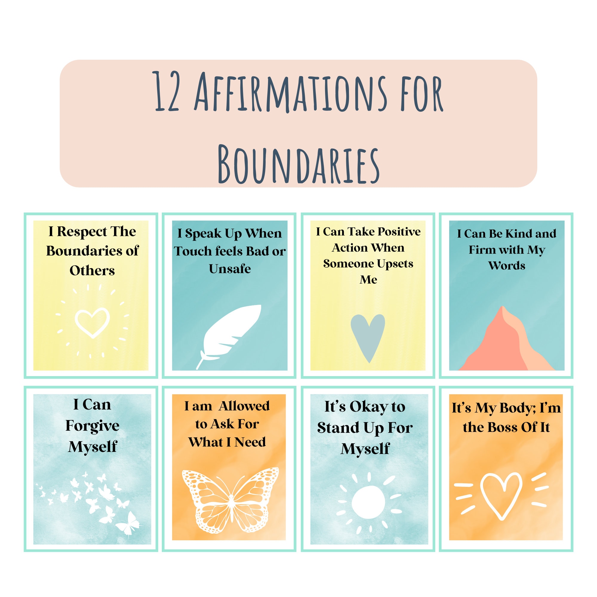 Kids Positive Affirmation Cards, Kids Mindfulness Bundle, Coping Cards ...