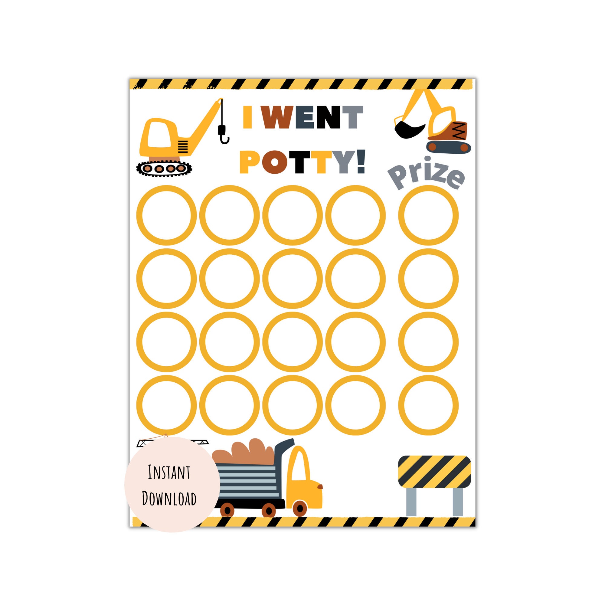 Printable Construction Potty Chart | Construction Kids Behavior Chart ...