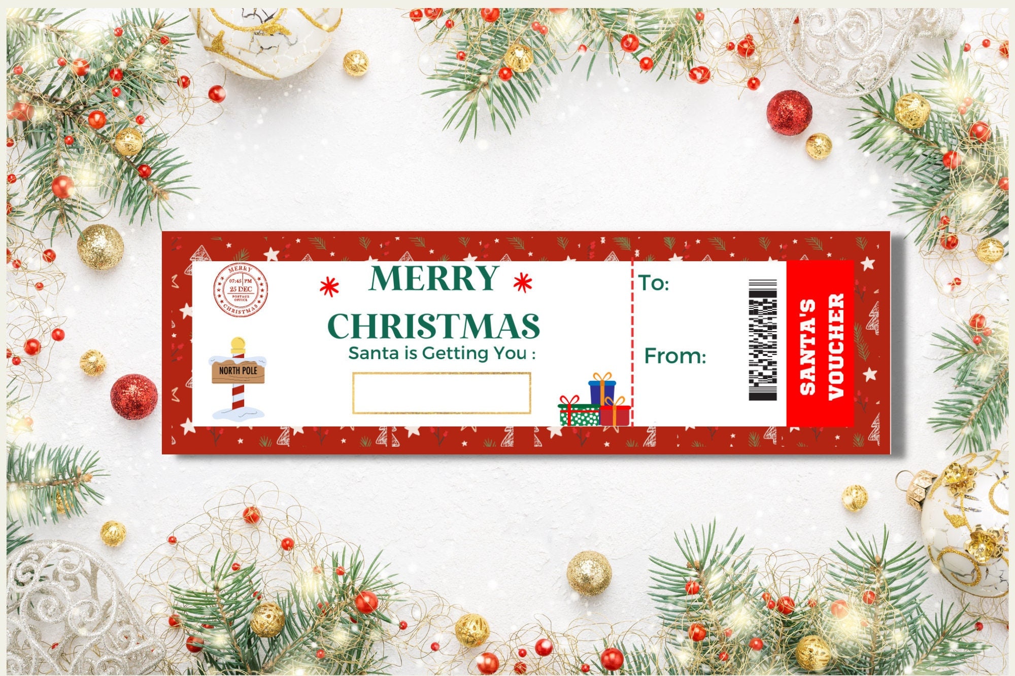 Printable Christmas Gift Certificate Santa Gift Voucher Gift - Etsy