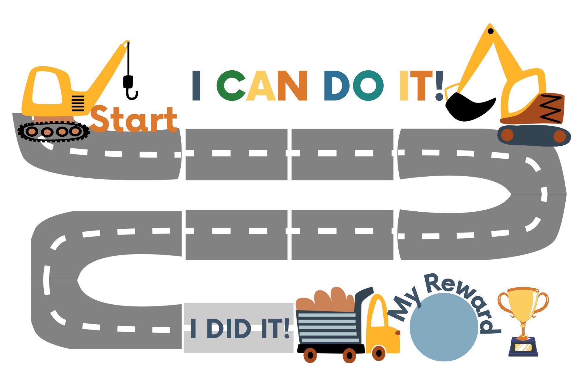 Printable Construction Reward Chart | Construction Kids Behavior Chart ...