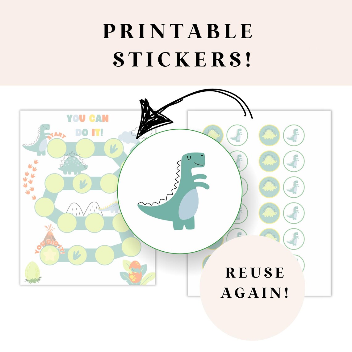 Printable Dinosaur Reward Chart | Dinosaur Kids Potty Training Chart ...