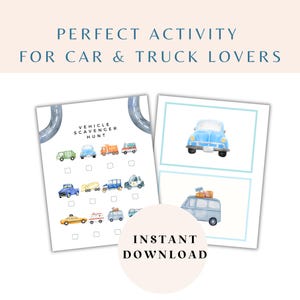 Vehicle Preschool Scavenger Hunt, Toddler Scavenger Hunt. Cars and ...