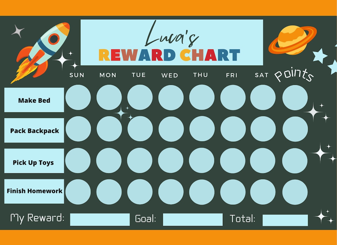 Editable Space Reward Chart for Kids, Spaceship Chore Chart, Good ...