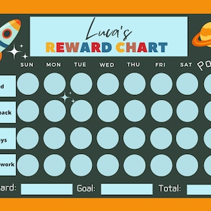 Editable Space Reward Chart for Kids, Spaceship Chore Chart, Good ...