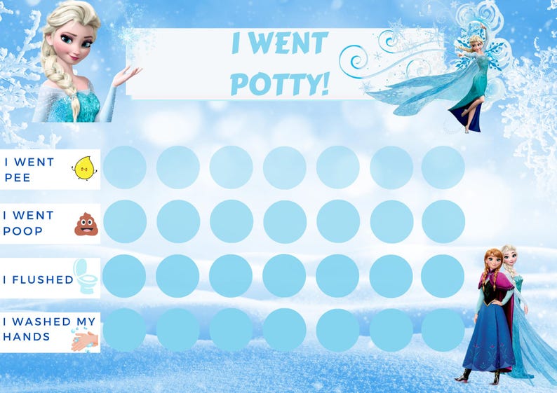 Frozen Potty Training Chart Printable, Toilet Training Chart, Toileting ...