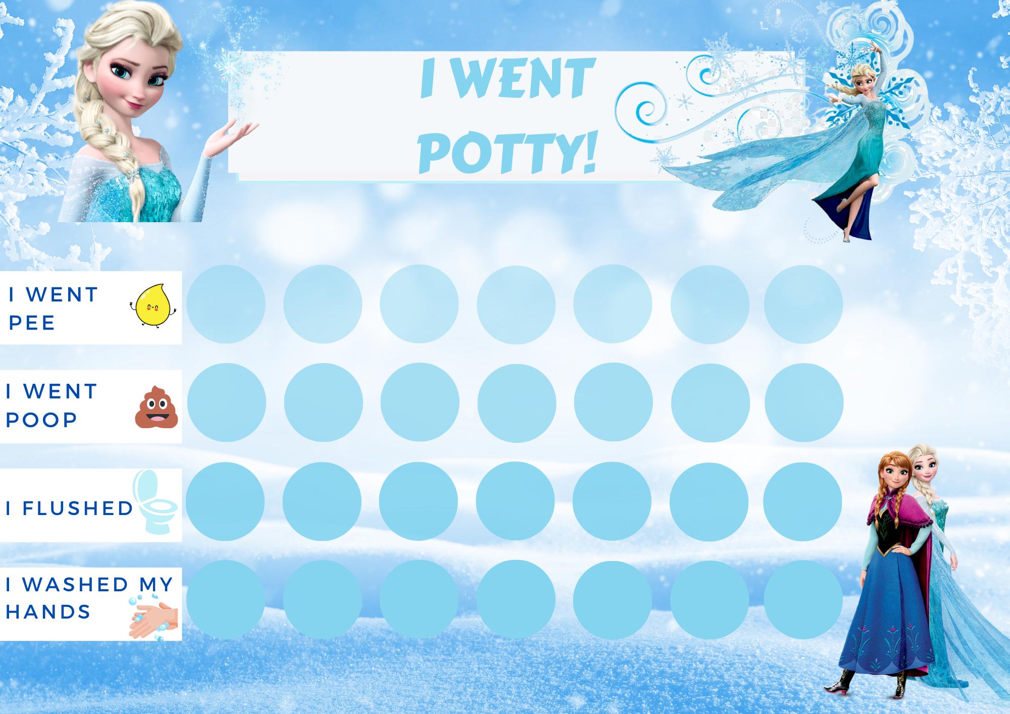 Frozen Potty Training Chart Printable, Toilet Training Chart, Toileting Reward Chart, Instant ...