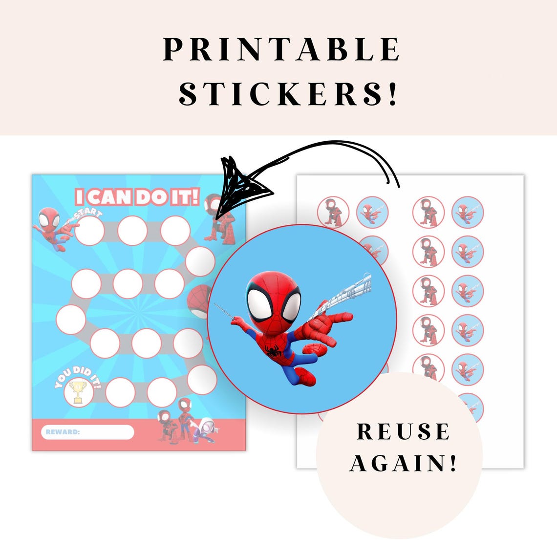 Spidey Reward Chart, Potty Reward Chart, Spidey and His Amazing Friends ...