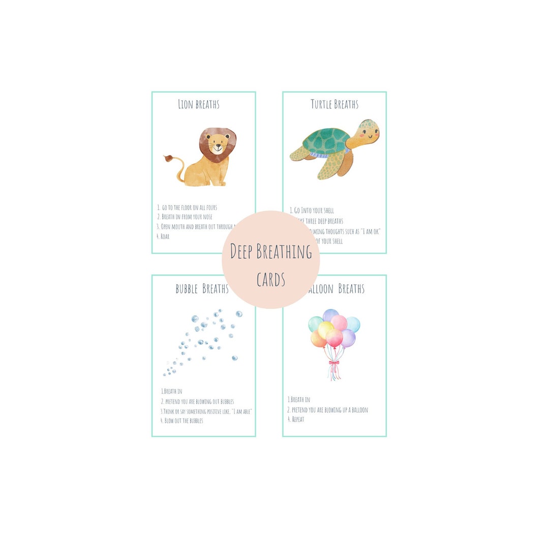 Deep Breathing Cards for Kids, Kids Calming Cards, Kids Calm Corner ...