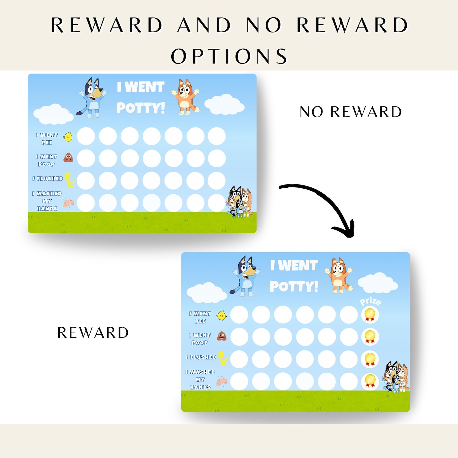 Bluey Potty Chart, Toddler Potty Training Chart, Toilet Training Reward ...