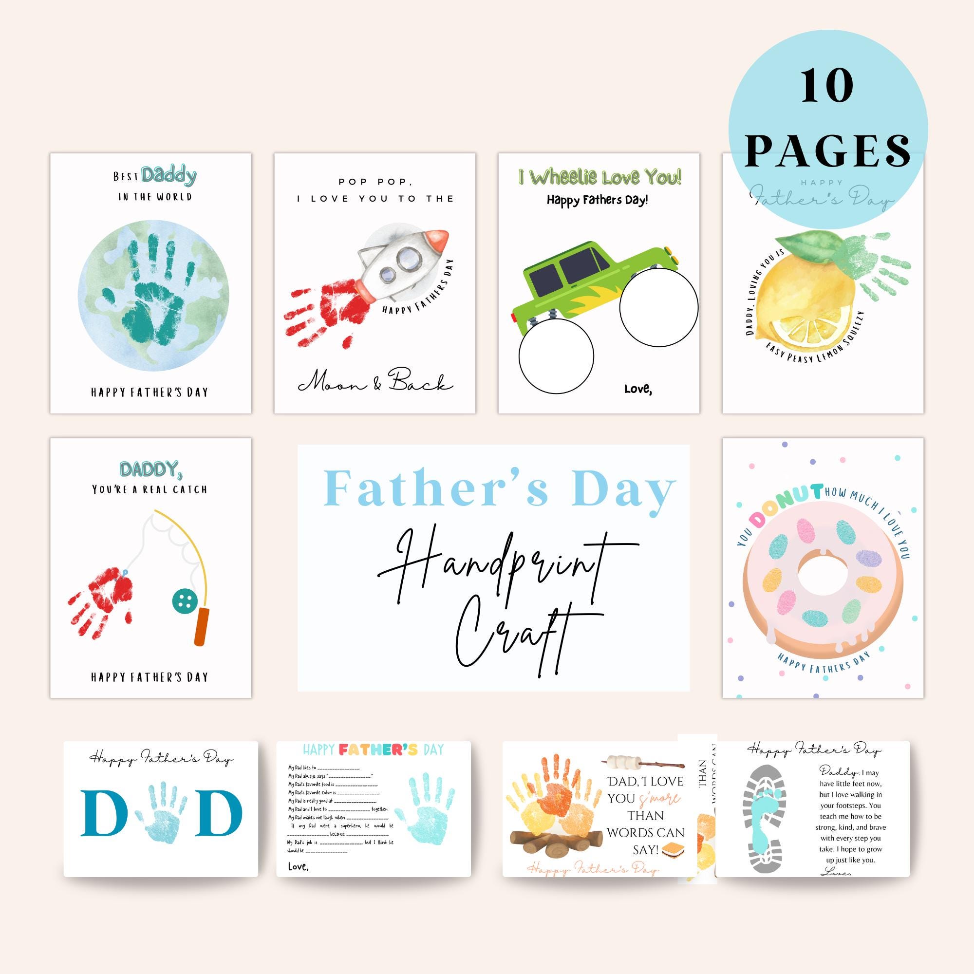 Father's Day Handprint Craft Bundle, Granpa, Pop Pop, Fathers Day Gift ...