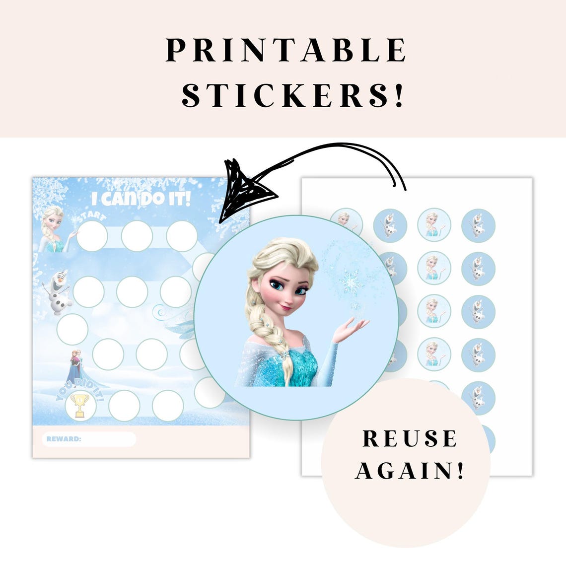 Frozen Reward Chart, Potty Reward Chart, Frozen Potty Chart, Toddler ...