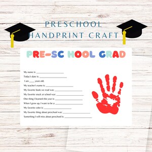 Preschool Grad Handprint Art, Pre-k Grad, Last Day of Preschool Craft ...