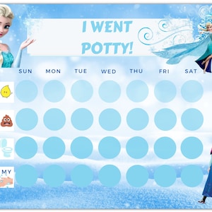 Frozen Potty Training Chart Printable, Toilet Training Chart, Toileting ...
