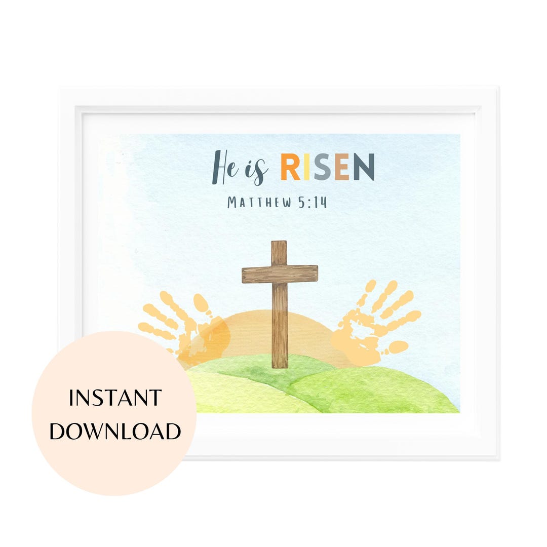 He is Risen Easter Christian Handprint Art, Preschool, Sunday School ...