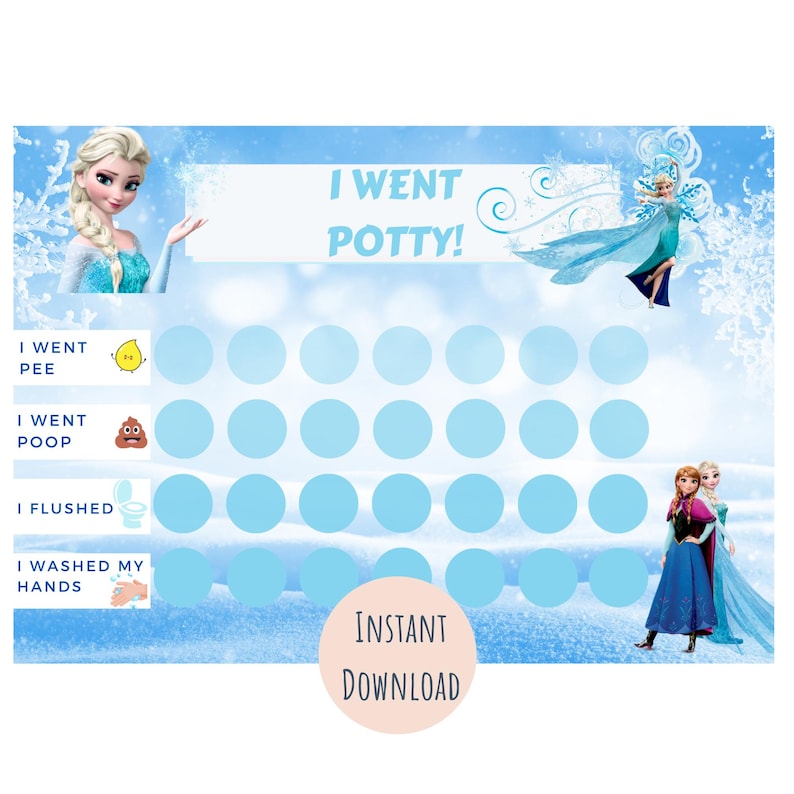 Frozen Potty Training Chart Printable, Toilet Training Chart, Toileting ...