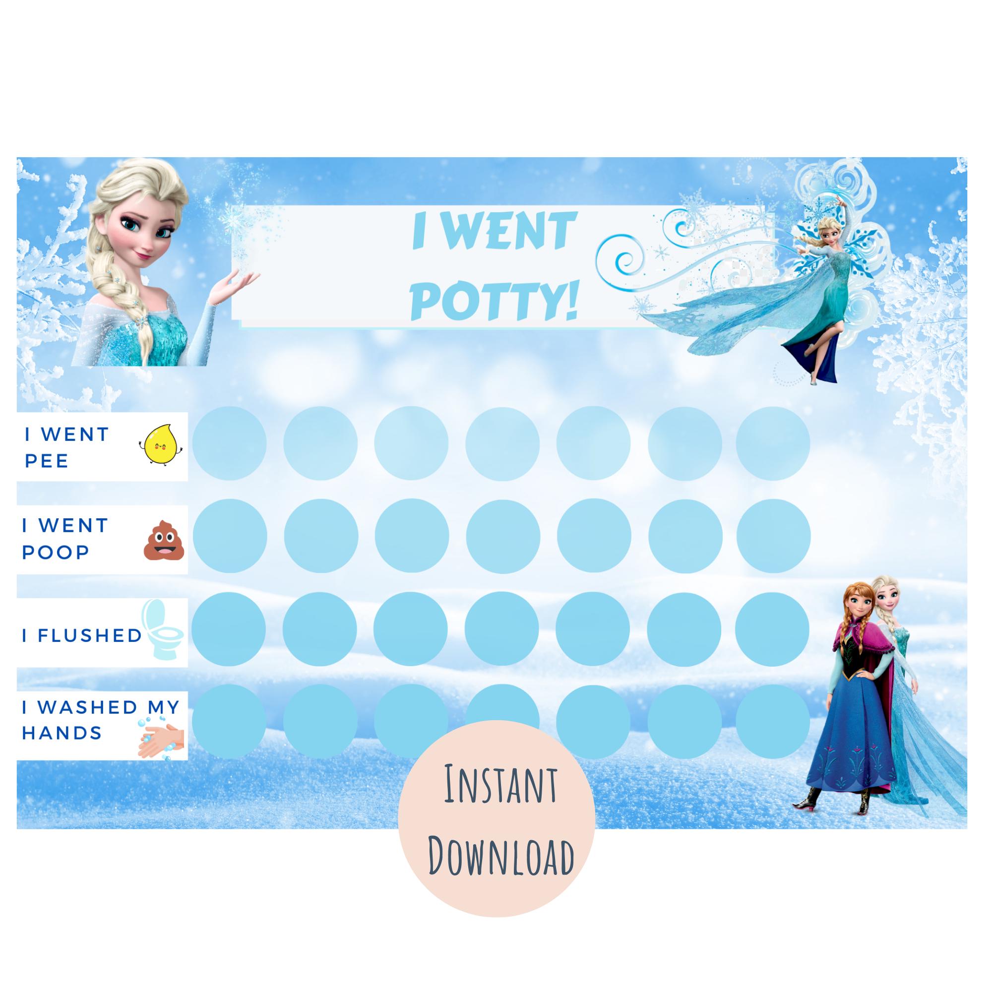 Frozen Potty Training Chart Printable, Toilet Training Chart, Toileting ...