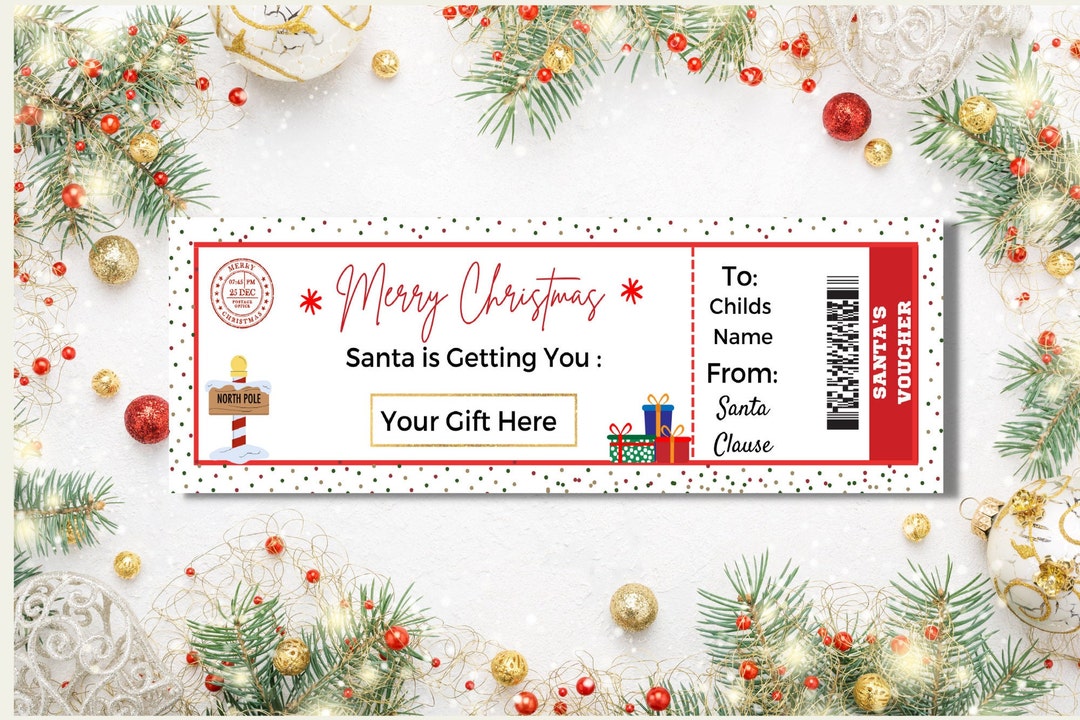 Christmas Santa Gift Voucher Template for Kids - Printable Custom ...