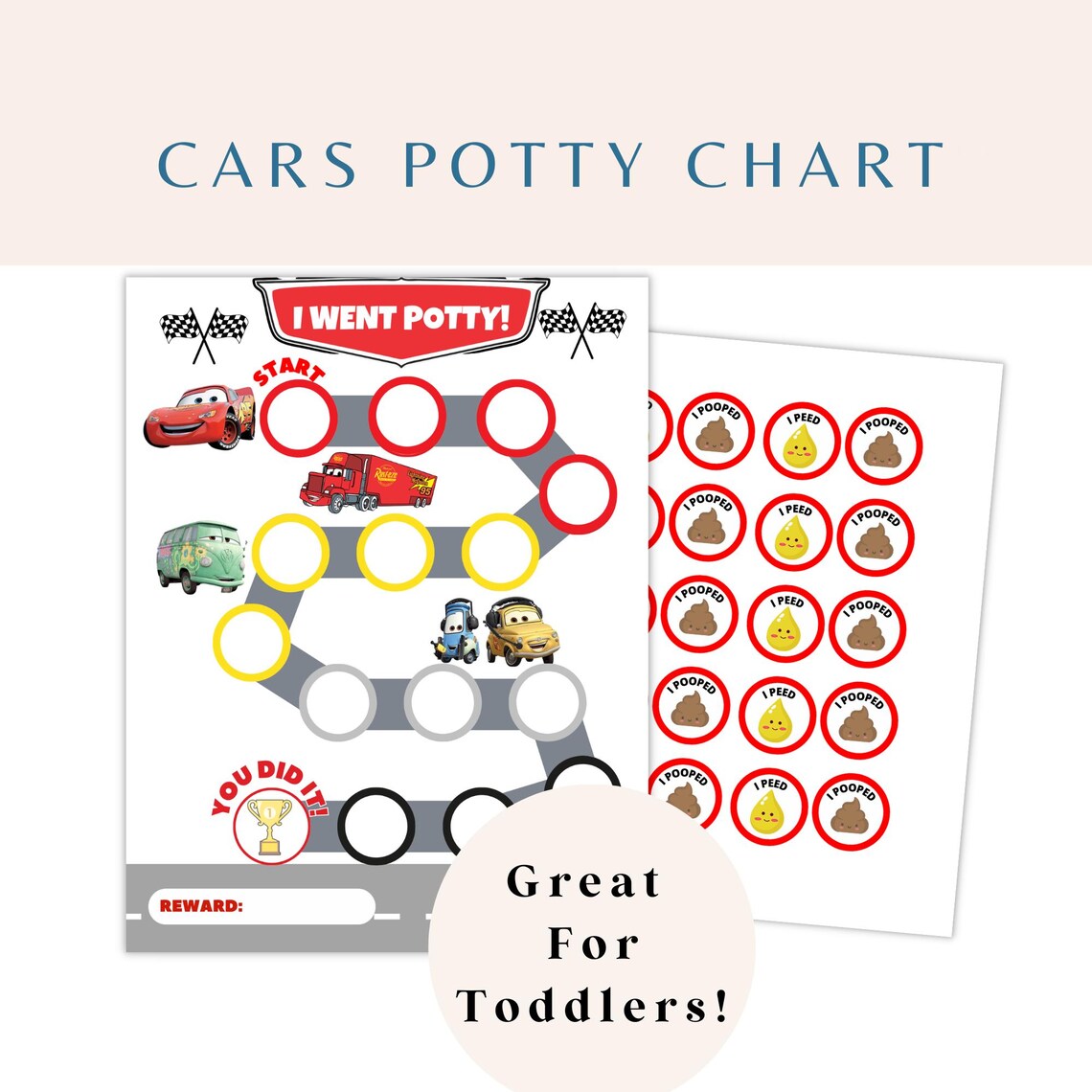 Cars Potty Training Chart Printable, Toilet Training Chart, Toileting ...