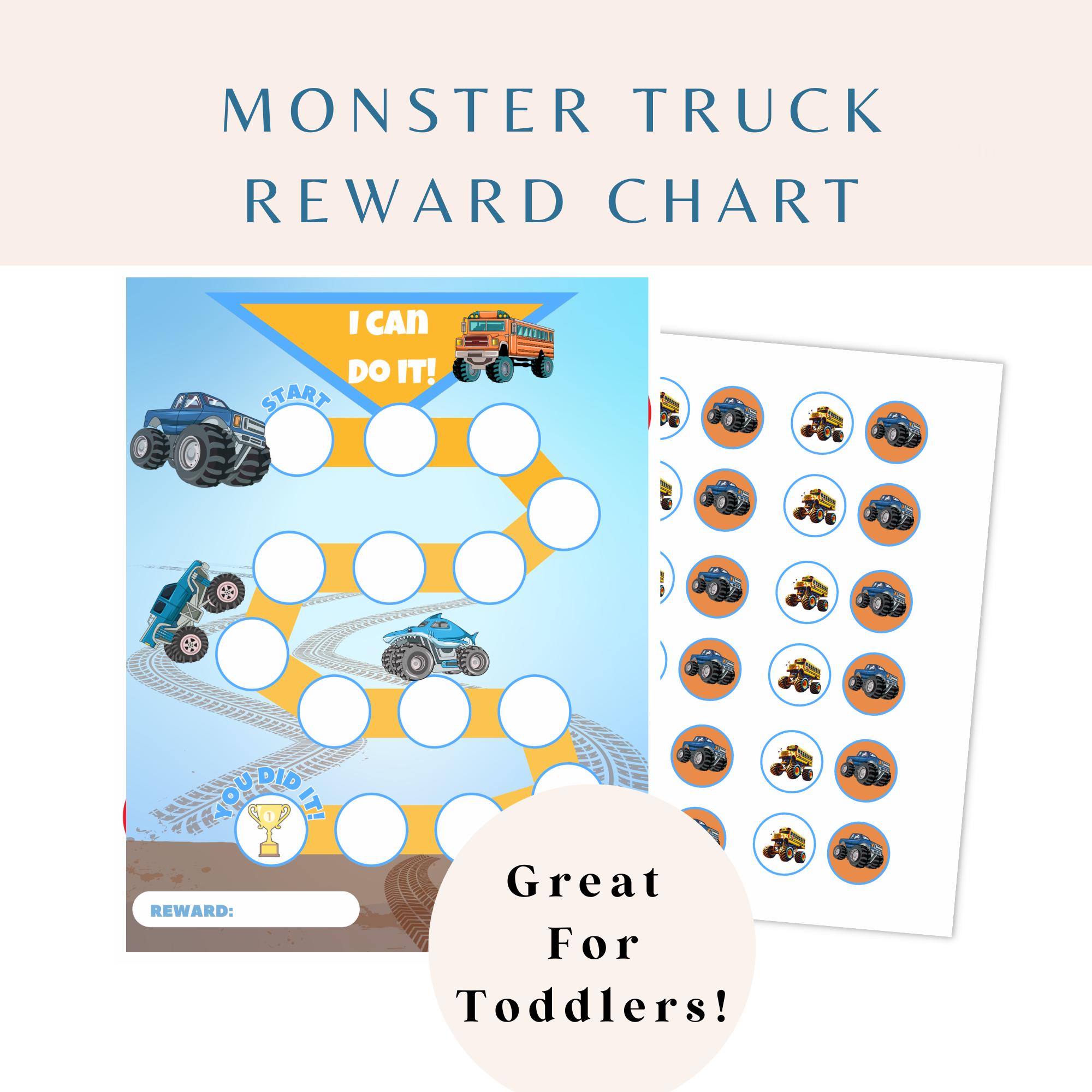 Printable Monster Truck Reward Chart | Monster Truck Potty Chart ...