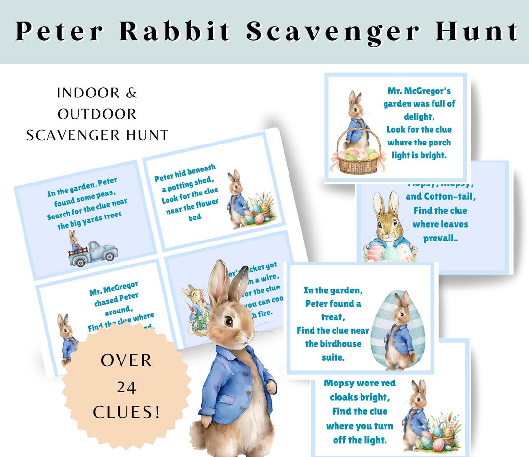 Peter Rabbit Scavenger Hunt, Easter Scavenger Hunt for Kids, Indoor and ...