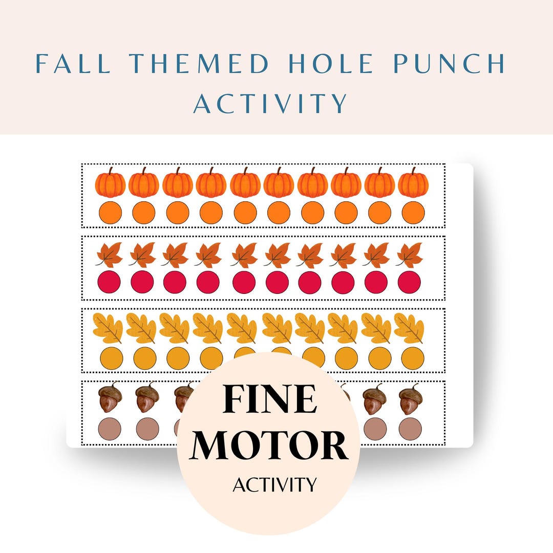 Fall Cutting & Hole Punch Activity, Worksheets for Kindergarten, Fall ...