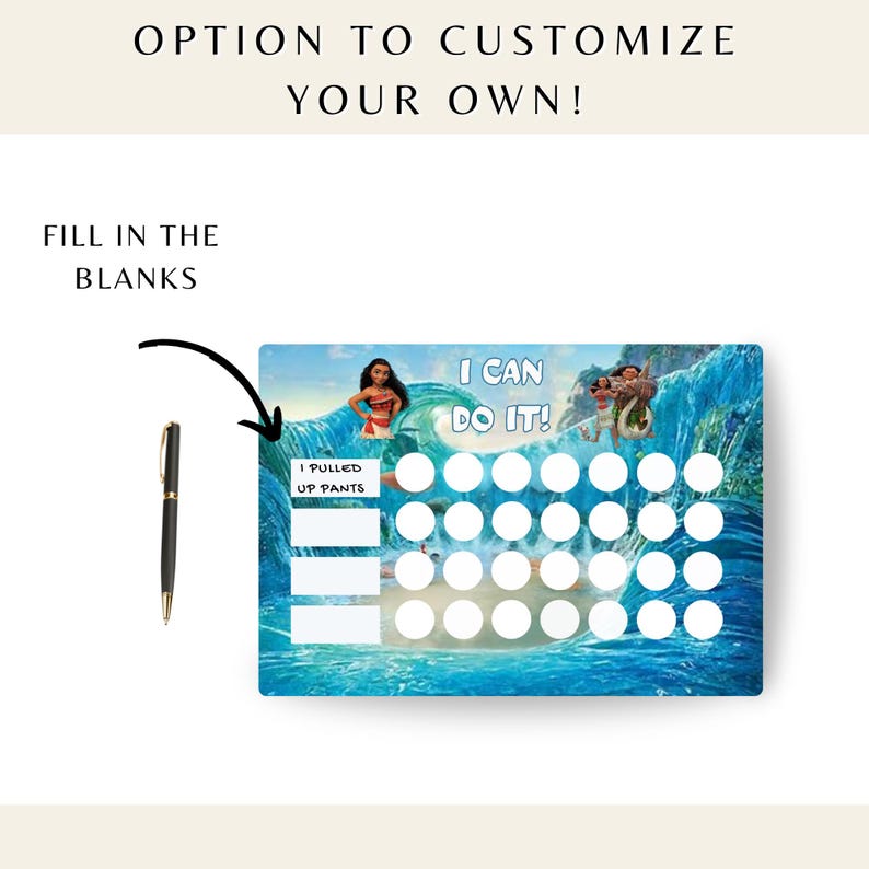 Moana Potty Chart, Toddler Potty Training Chart, Toilet Training Reward ...