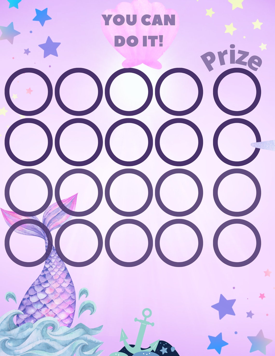 Printable Mermaid Reward Chart, Mermaid Kids Potty Training Chart ...