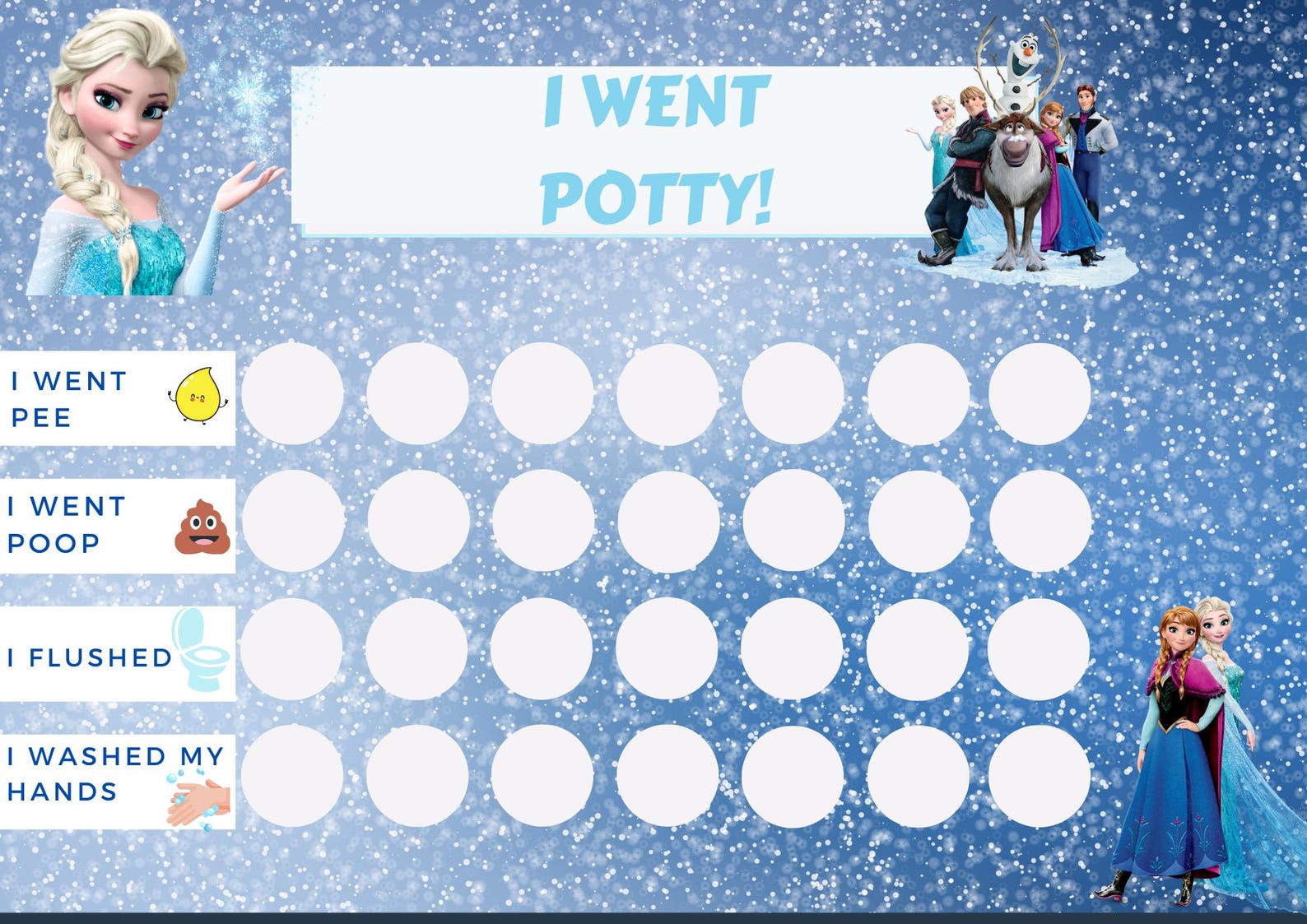 Frozen Potty Training Chart Printable, Toilet Training Chart, Toileting ...