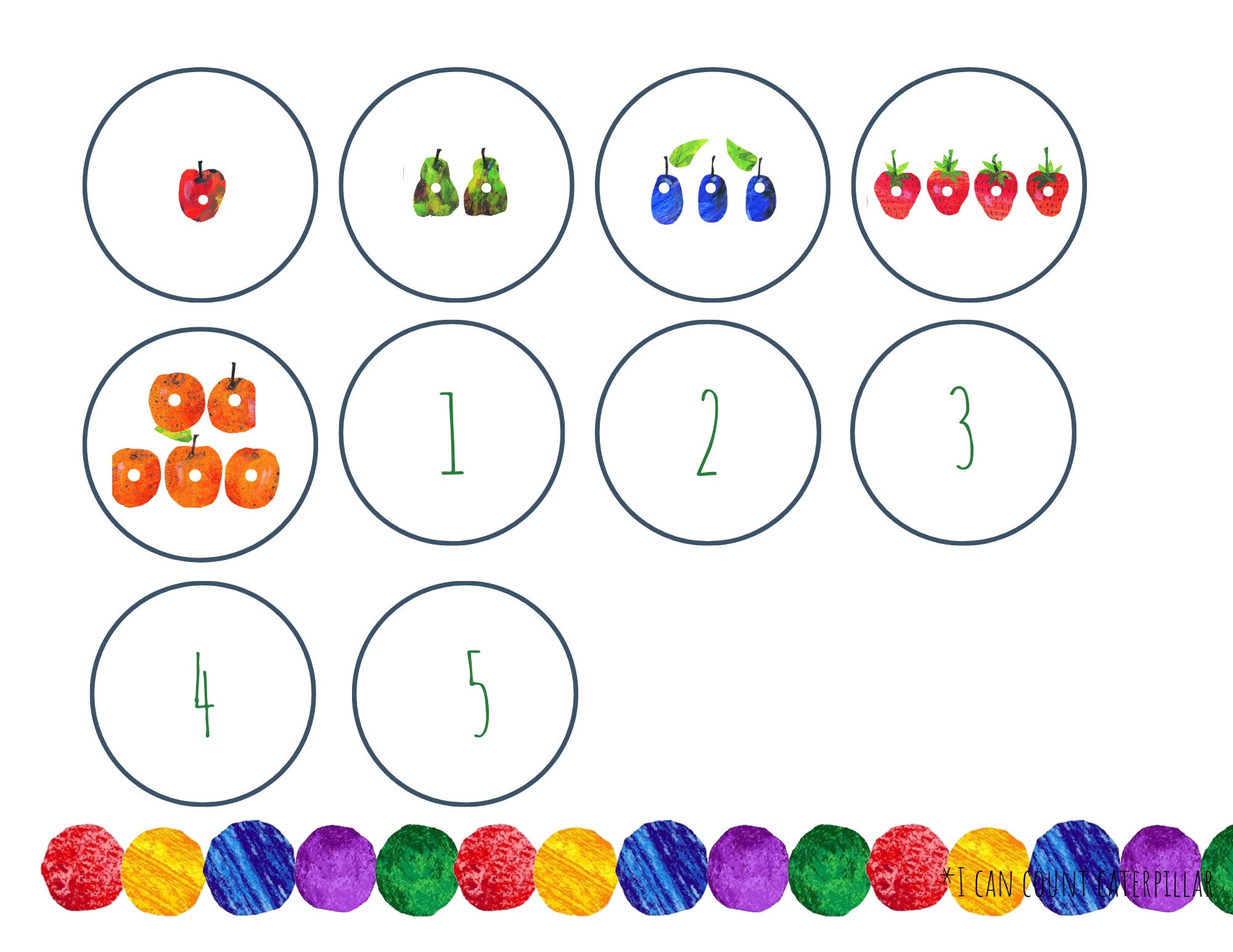Hungry Caterpillar Preschool Counting Worksheet, Toddler Learning ...