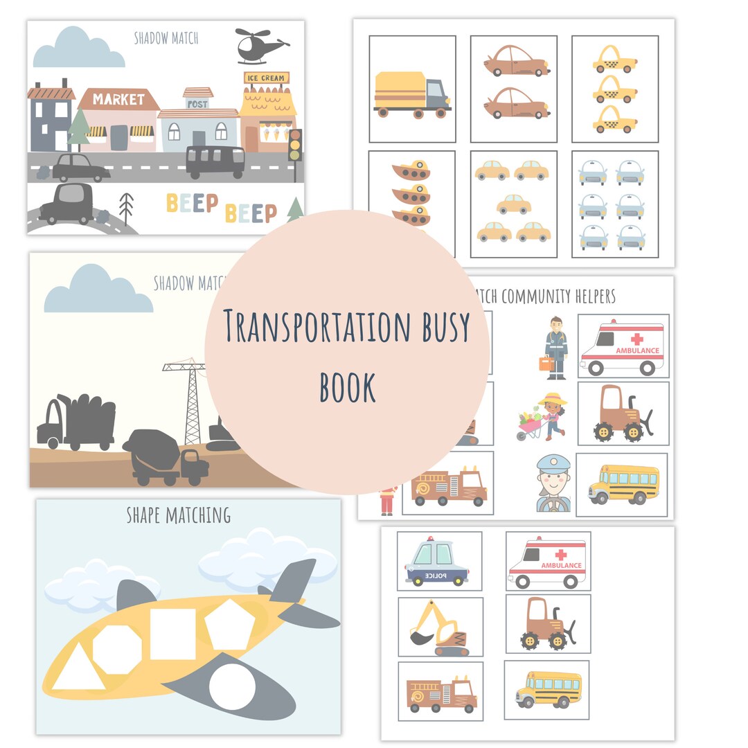 Transportation Busy Book, Transportation Preschool Printable, Preschool ...