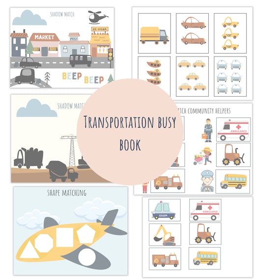 Transportation Busy Book Transportation Preschool Printable - Etsy