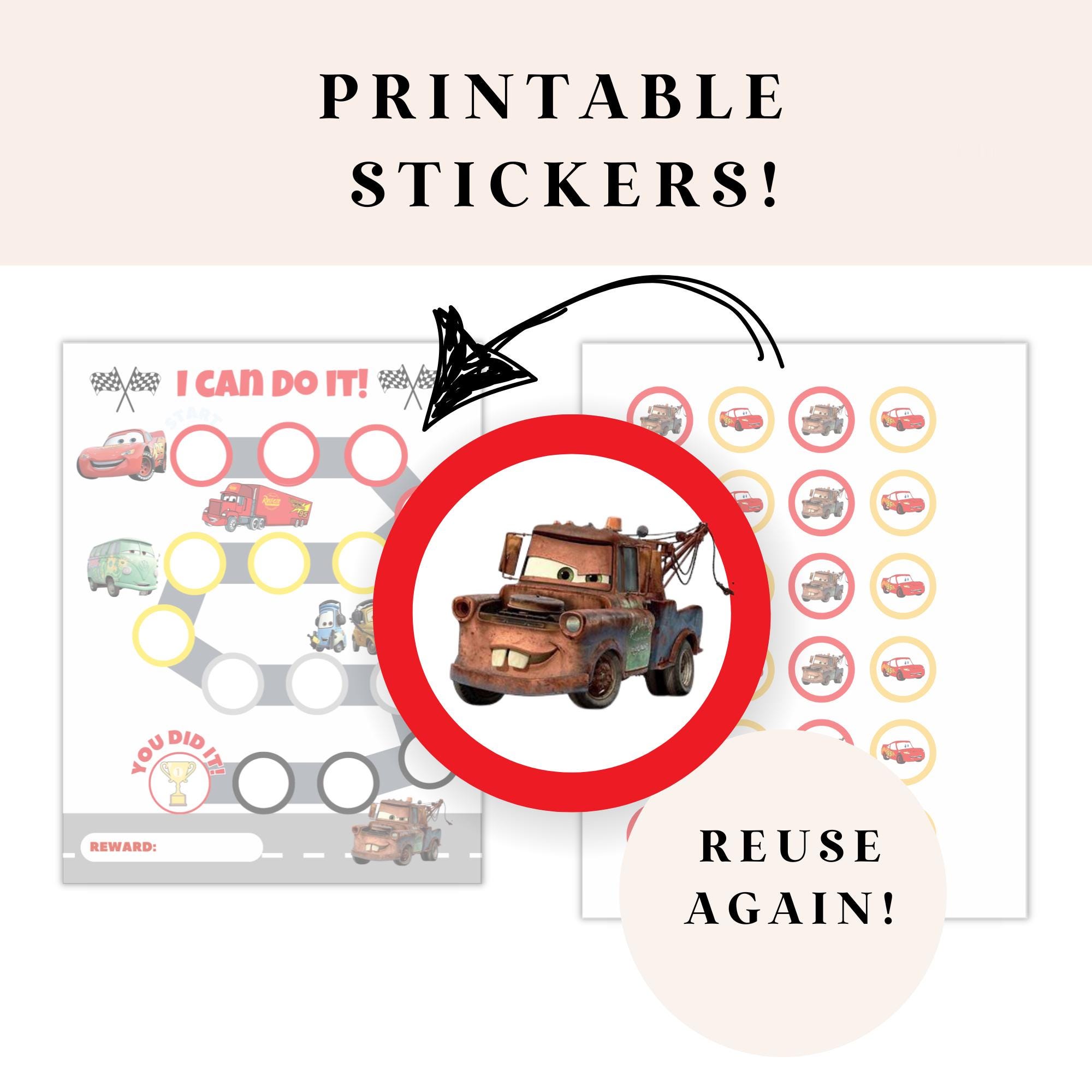 Cars Reward Chart Printable, Sticker Chart, Cars Reward Chart, Instant ...