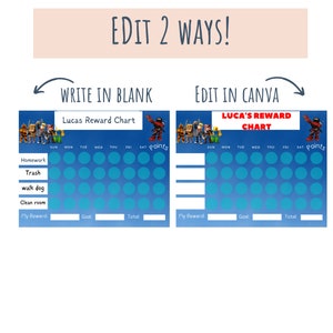 Roblox Editable Reward Chart, Gamer Reward Chart, Printable Reward ...