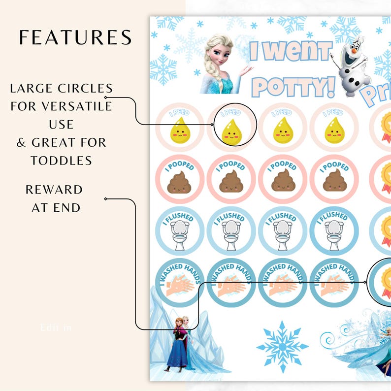 Printable Frozen Potty Training Chart Printable, Toilet Training Chart ...