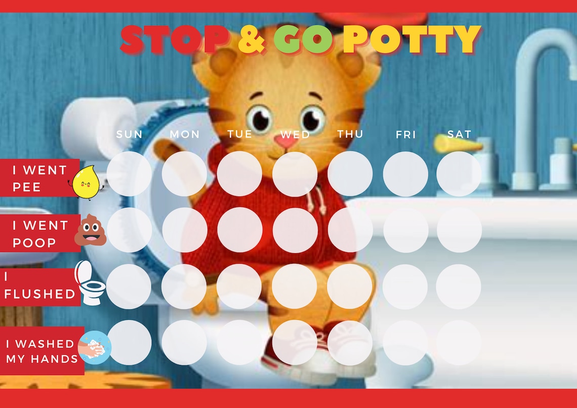 Daniel Tiger Potty Training Chart, Potty Reward Chart, Toddler Reward ...