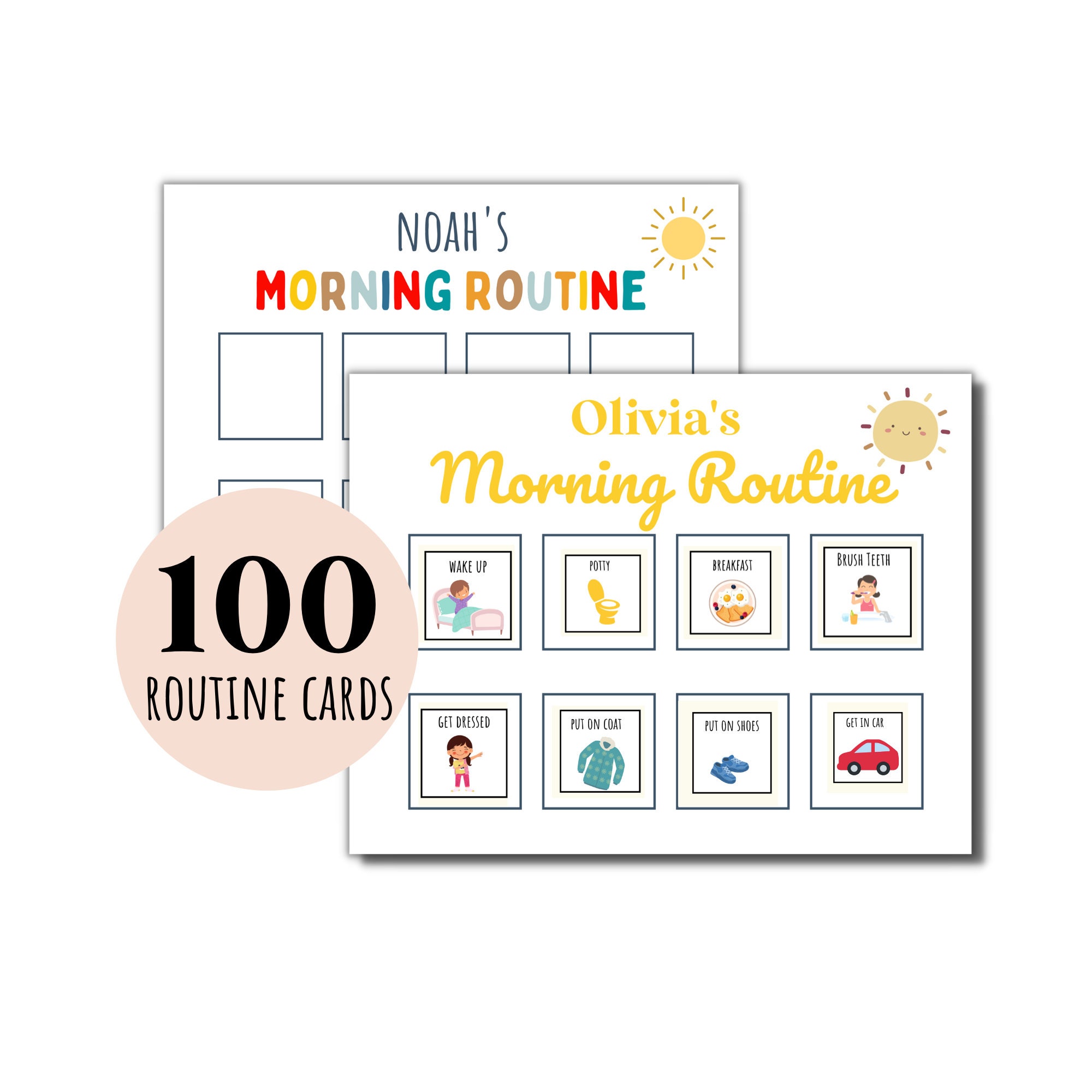 Morning Routine Chart for Kids, Bundle Morning Routine Chart, Childrens ...