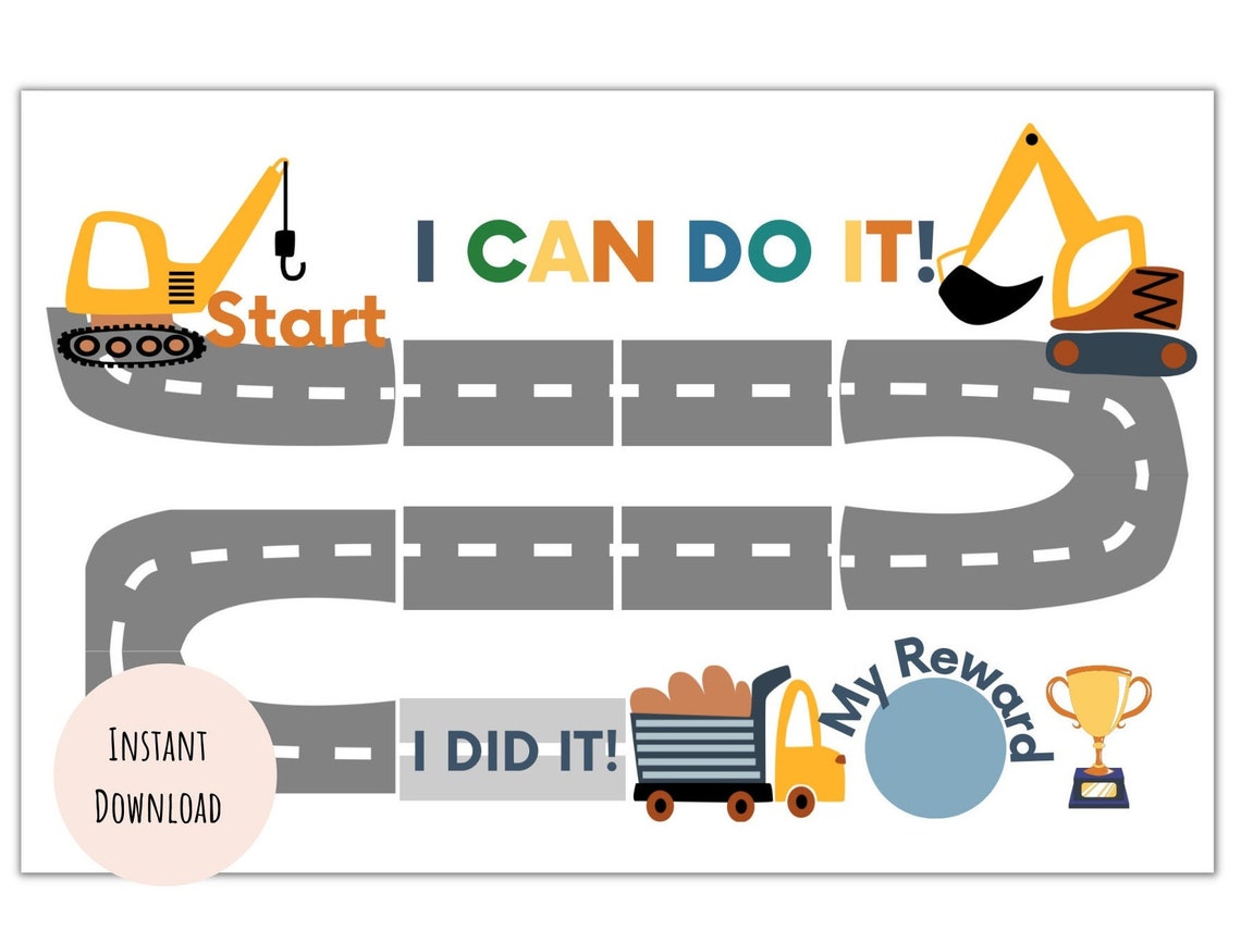 Printable Construction Reward Chart | Construction Kids Behavior Chart ...