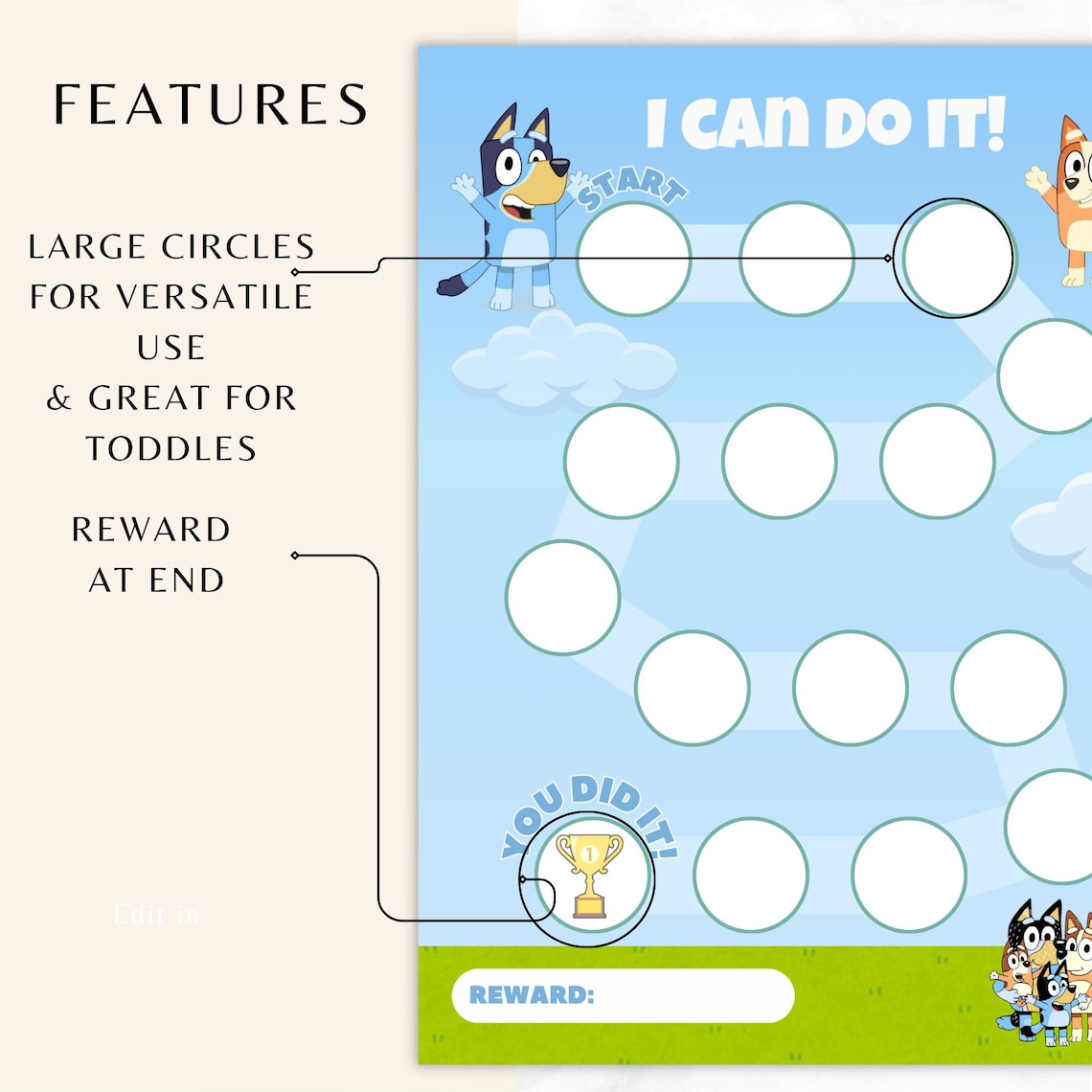 Bluey Reward Chart Printable Bluey Sticker Chart Daily Chore Chart Kids ...