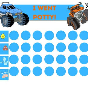 Printable Monster Truck Reward Chart | Monster Truck Potty Chart ...