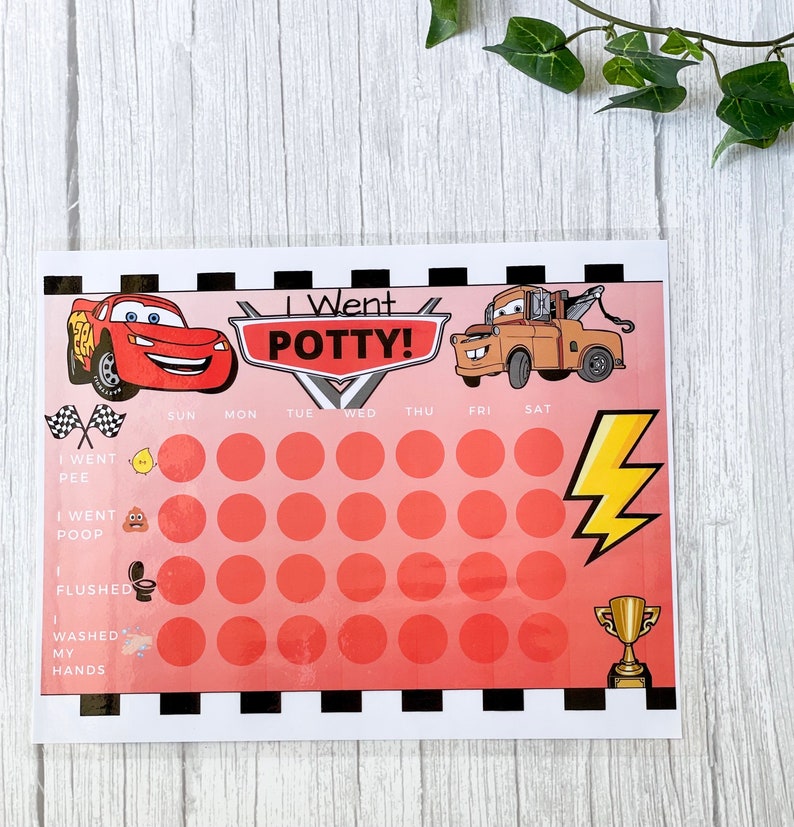 Cars Potty Training Chart Printable, Toilet Training Chart, Toileting ...