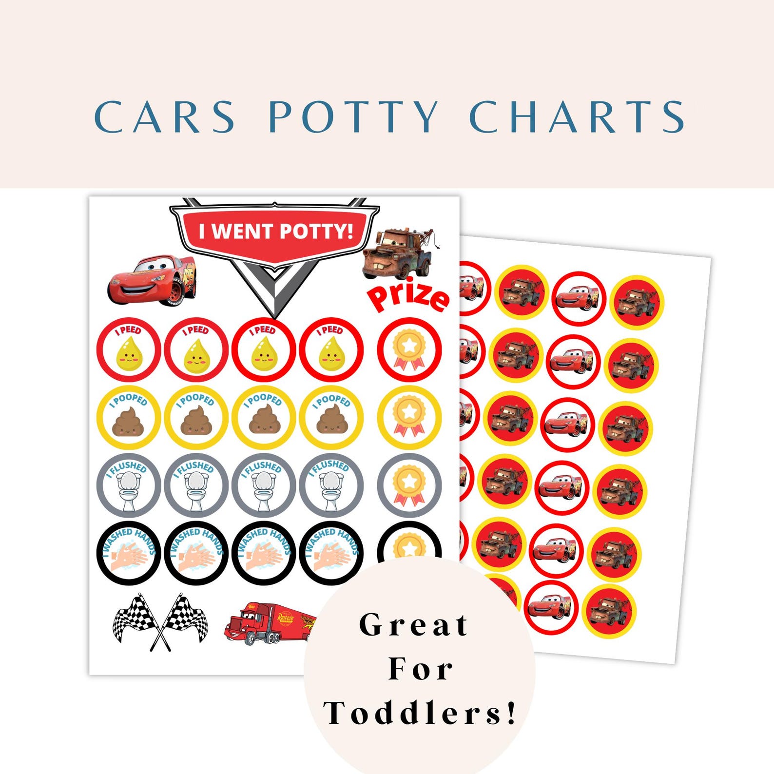 Cars Potty Training Chart Printable, Toilet Training Chart, Toileting ...