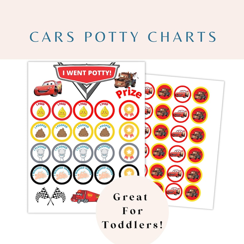 Cars Potty Training Chart Printable, Toilet Training Chart, Toileting ...